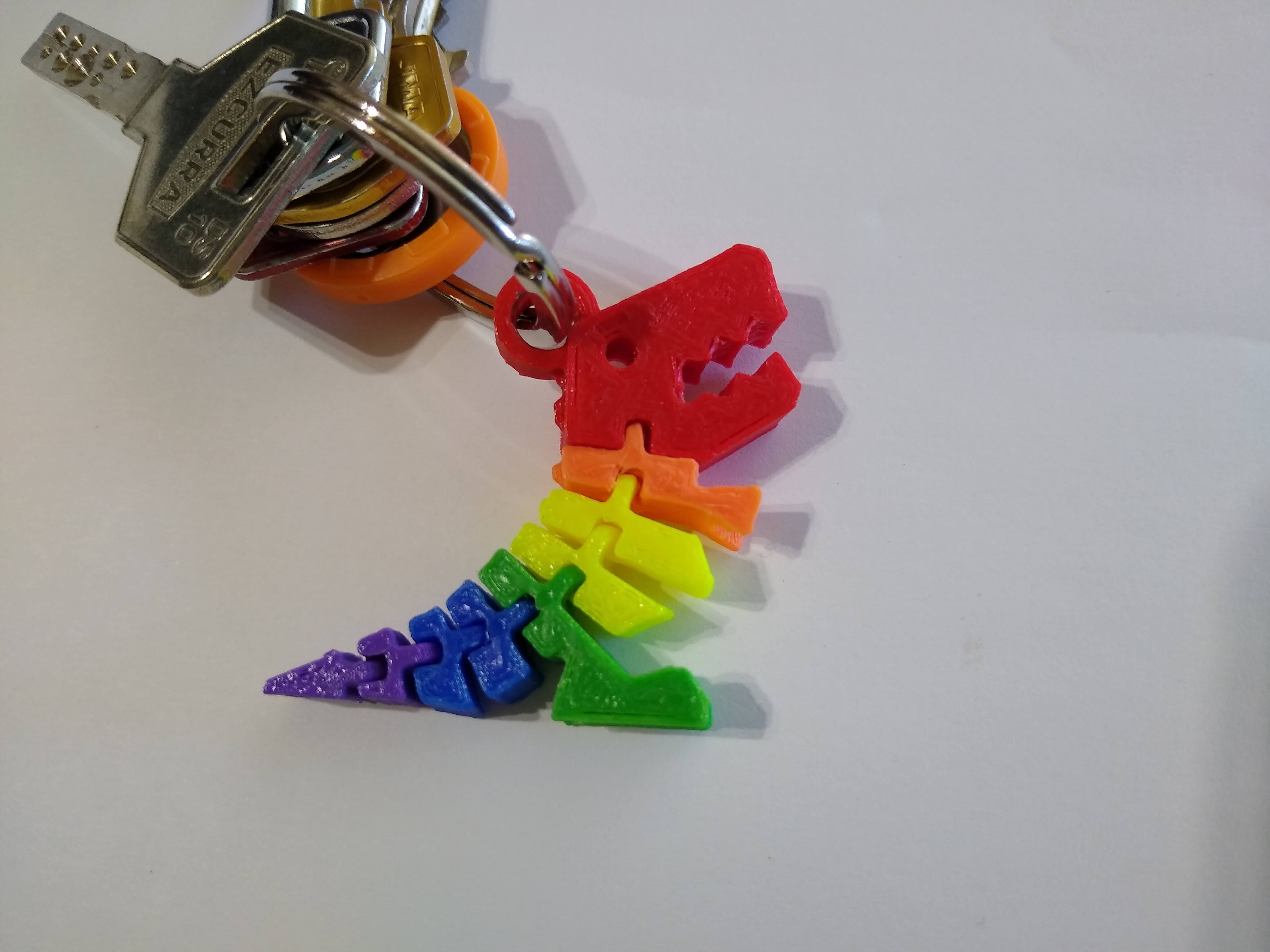 Keychain Flexy Rex rainbow (separated) - 3DPEA