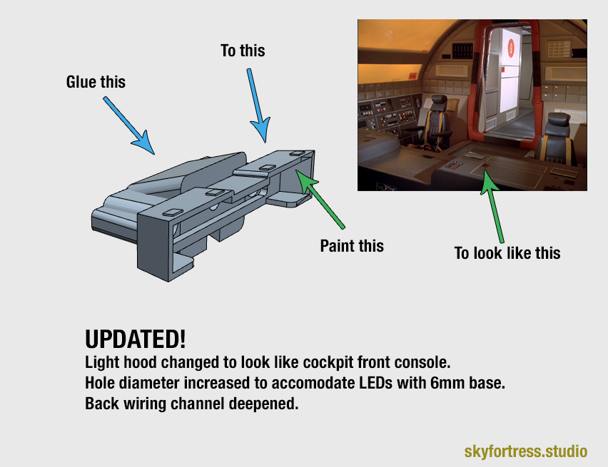 Round 2 22-inch Space: 1999 Eagle Transporter cockpit LEDs insert - 3DPEA